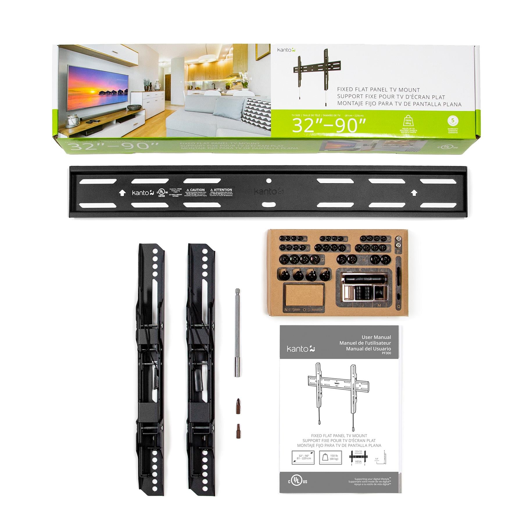 Kanto PF300 Fixed TV Mount – Ultra‑Low Profile 40–100″ | ListenUp